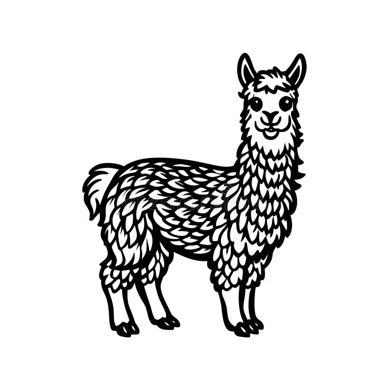 Stylized Alpaca for Creative Linocut Arts Stock Image - Illustration of ...