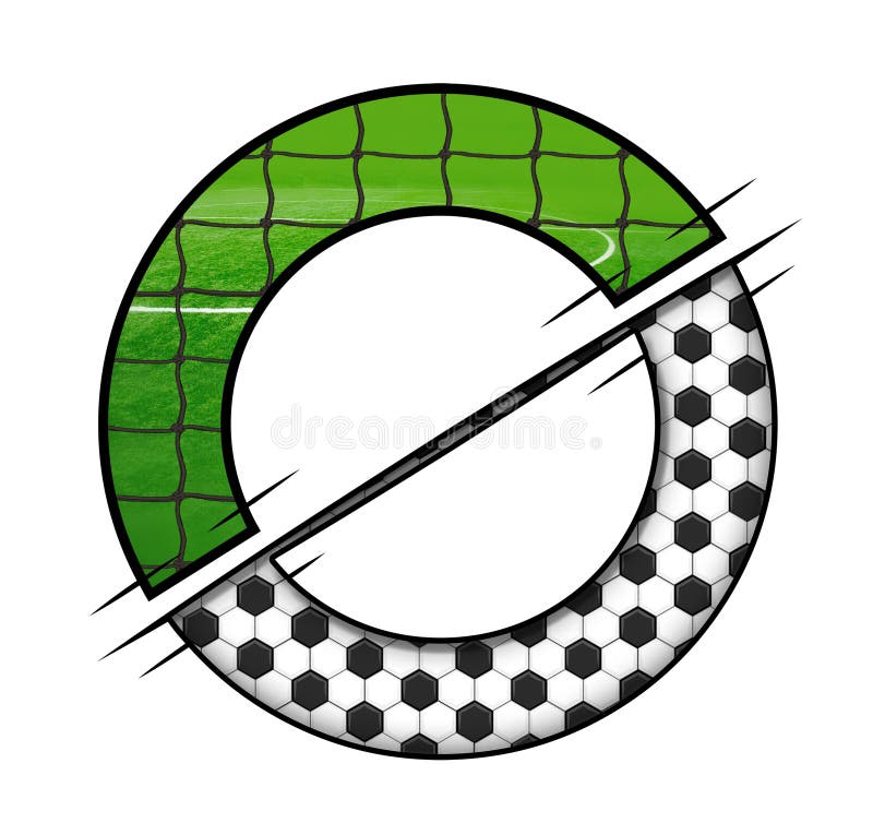 Football Letter O with Hexagonal Pattern, Net Pattern and Grassy Ground ...