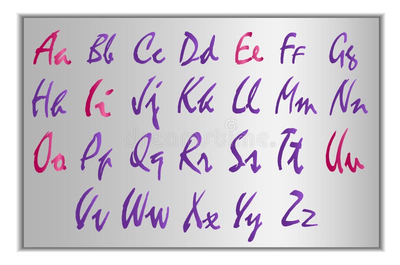 Stylized Alphabet on a Silver Background, Upper and Lower Case Letters ...