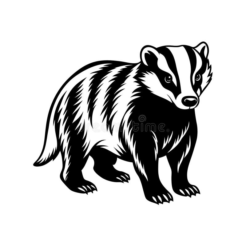 Stylized American Badger for Creative Linocut Arts Stock Photo ...
