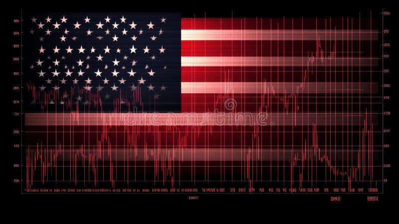 Stylized American Flag with Superimposed Graph Lines, Digital ...