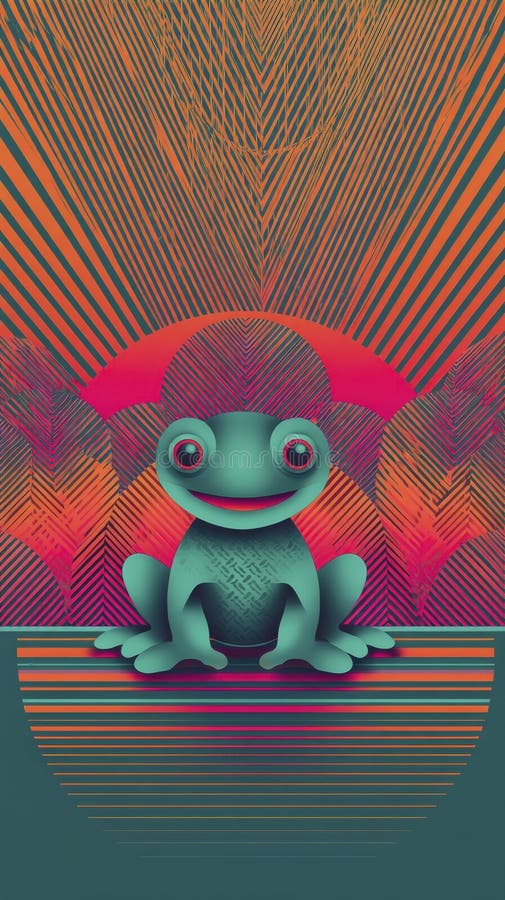 Stylized Amphibian Portrait Stock Illustration - Illustration of toad ...