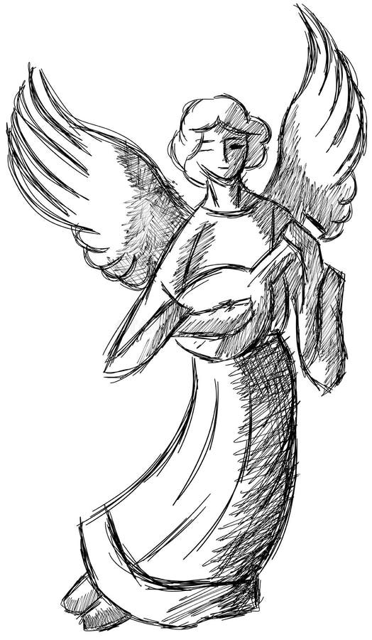 Stylized Angel in Black Isolated Stock Vector - Illustration of ...