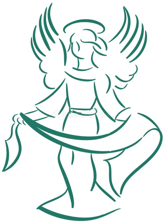 Stylized Angel in Green Isolated Stock Vector - Illustration of cute ...