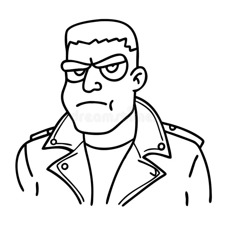 Stylized Angry Man in Leather Jacket Vector Illustration for Creative ...