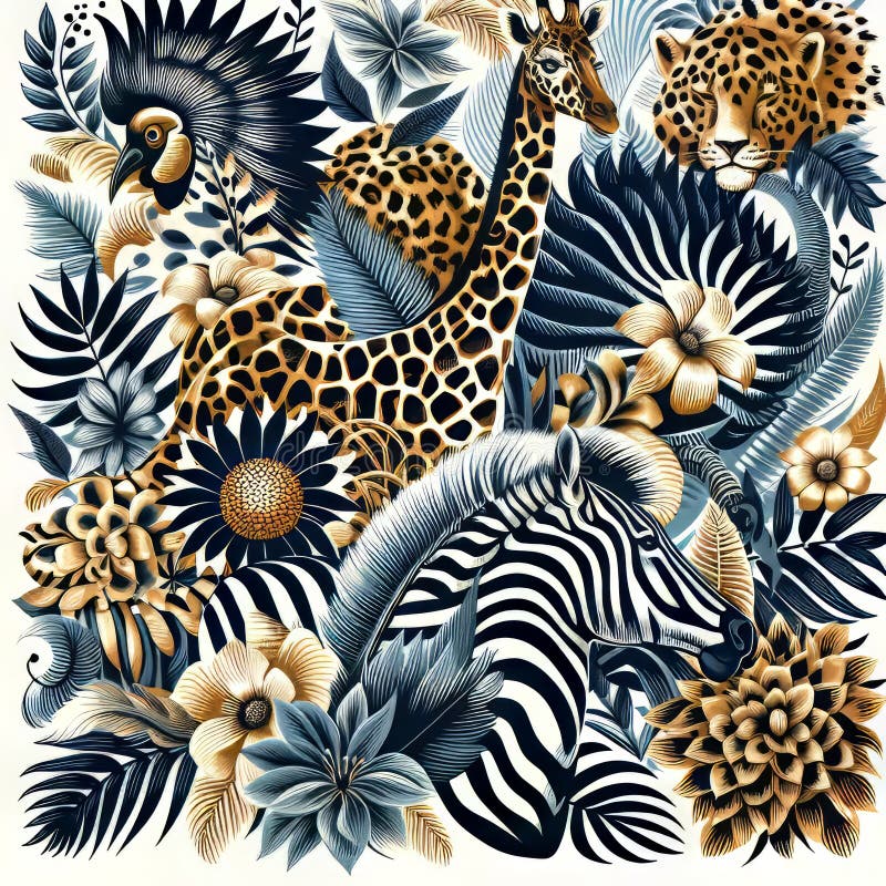 Stylized Animal Print Pattern Leopard Zebra Giraffe Etc Adds a T Stock ...