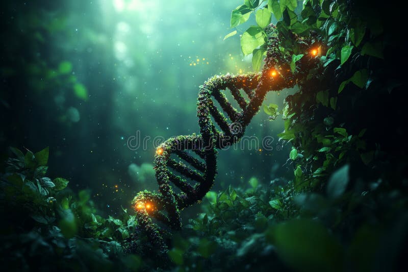 A Stylized Animation of Microscope Equipment and a Macro Shot of DNA ...