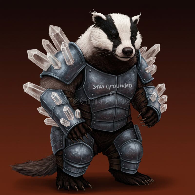 A Stylized Anthropomorphic Badger Wearing Metallic Armor with the ...