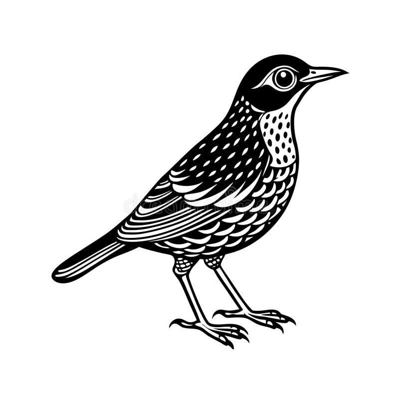 Stylized Antthrush for Creative Linocut Arts Stock Illustration ...