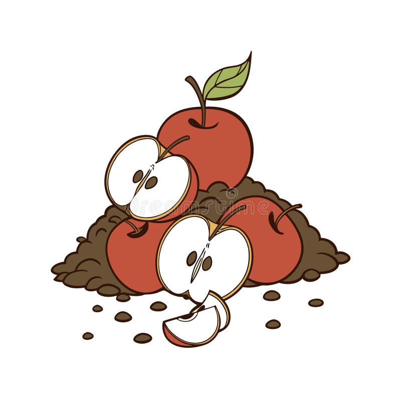 Stylized Apple Illustration on Brown Background, Vector Art Stock Image ...