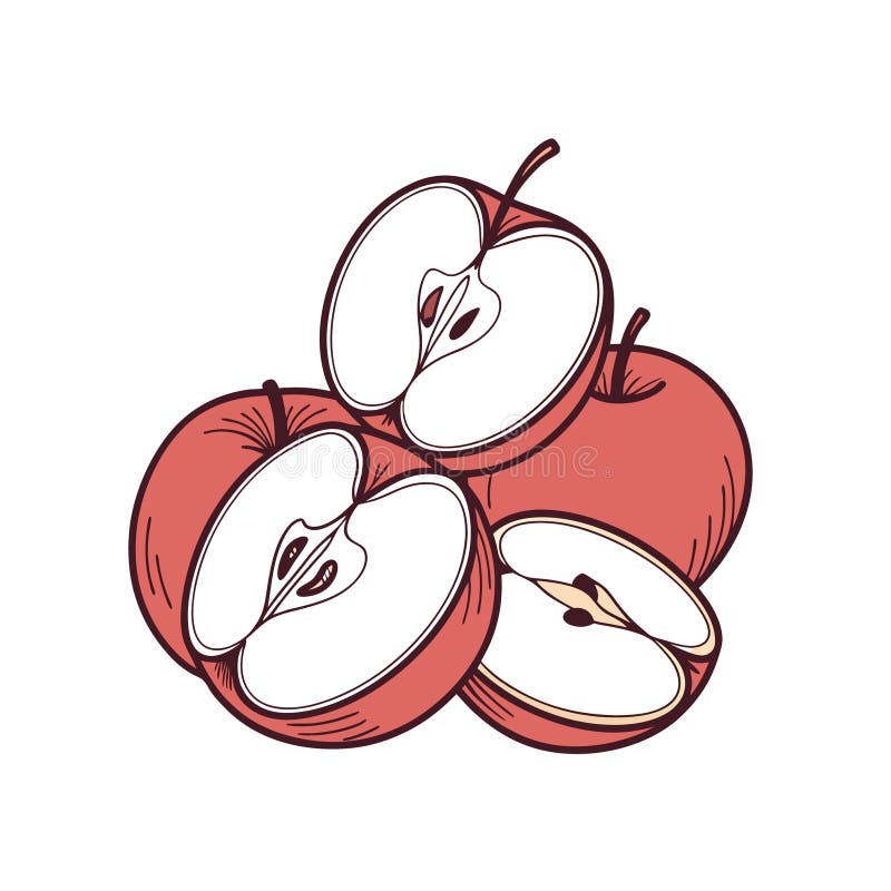 Stylized Stack of Apples Vector Illustration on White Stock Photo ...