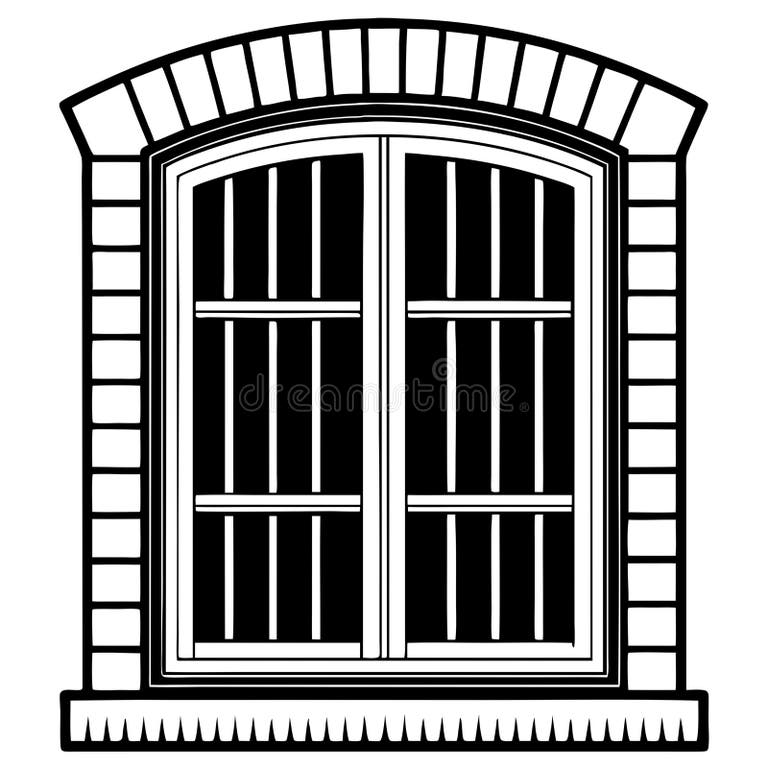 Stylized Arched Window Vector Illustration for Home Decor and Coloring ...