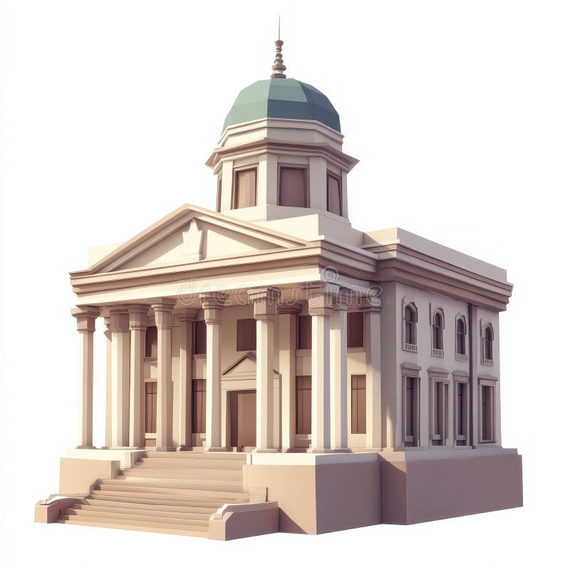A Stylized Architectural Model of a Classical Building with Columns and ...