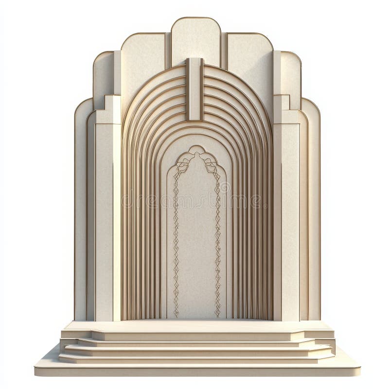 A Stylized Architectural Structure Featuring Layered Arches and Steps ...