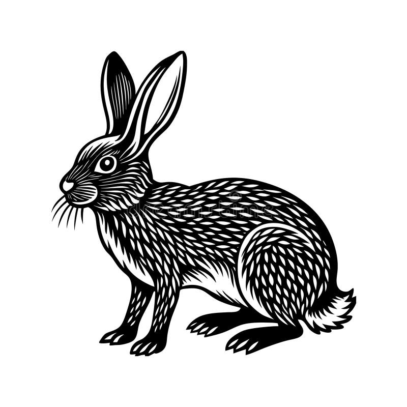Stylized Arctic Hare for Creative Linocut Arts Stock Photo ...