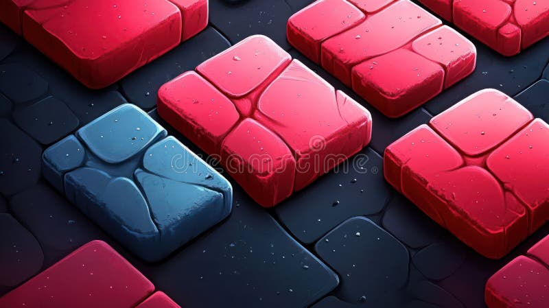 Abstract Red and Blue 3D Stone Blocks Texture Background Stock ...