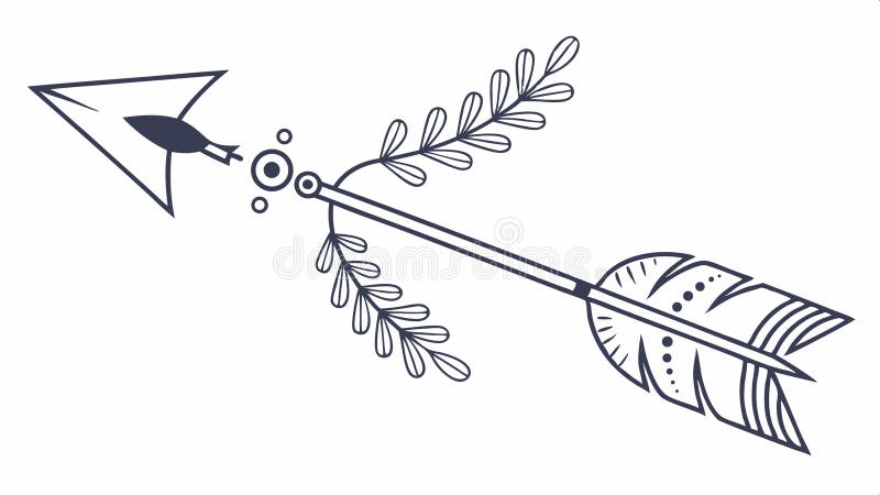 Stylized Arrow with Feather and Leaf Details Vector Design Generative ...