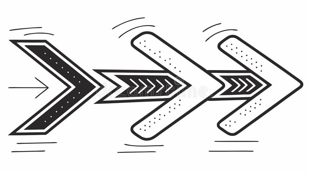 Stylized Arrows Pointing Forward Progress Direction Vector Graphic Set ...