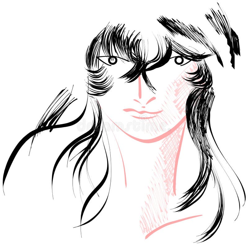 Stylized Artistic Woman Face Isolated Stock Illustration - Illustration ...