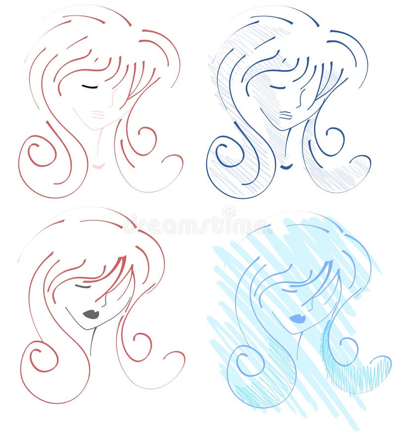 Stylized Artistic Woman Face Isolated Stock Vector - Illustration of ...