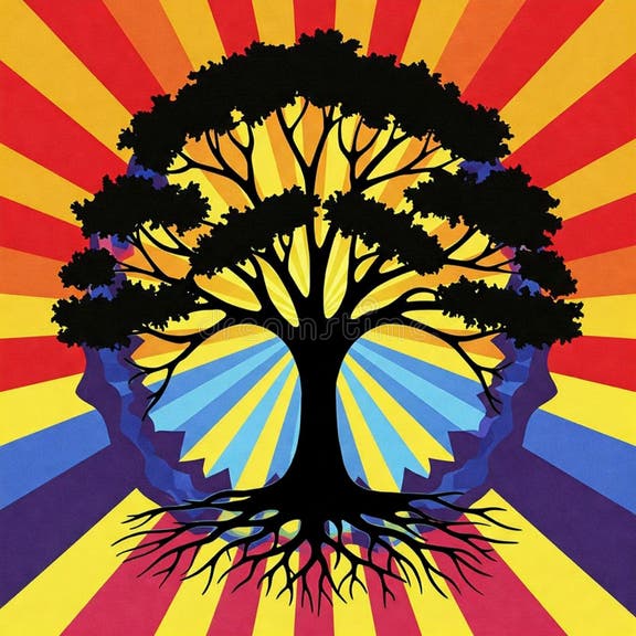 Symmetrical Tree with Colorful Layers Stock Illustration - Illustration ...