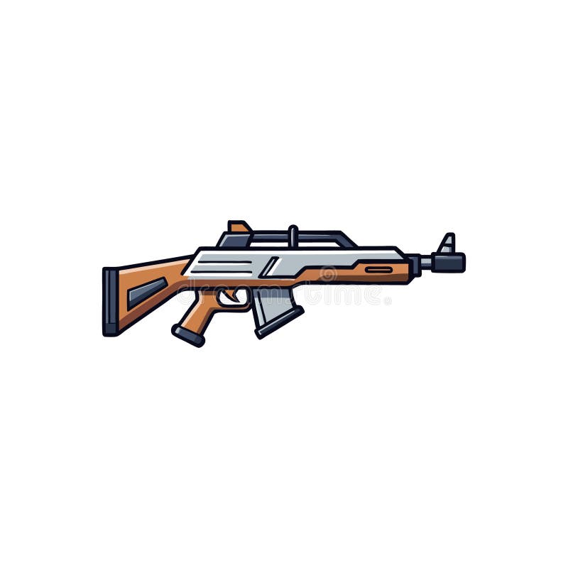 Stylized Assault Rifle Vector Illustration on a White Backdrop Stock ...