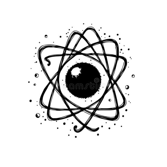 Stylized Atom Illustration with Dynamic Sketched Orbital Paths and ...
