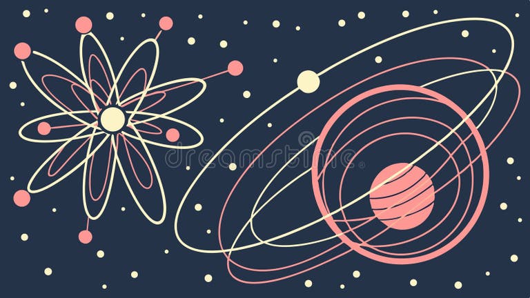 Stylized Atom Model with Orbiting Electrons. Science and Physics ...