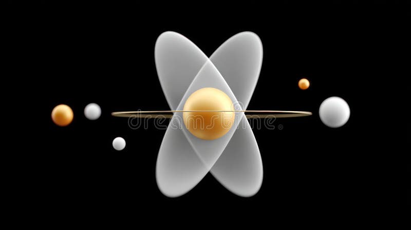 Stylized Atom Structure with Orbiting Quantum Particles Science Stock ...