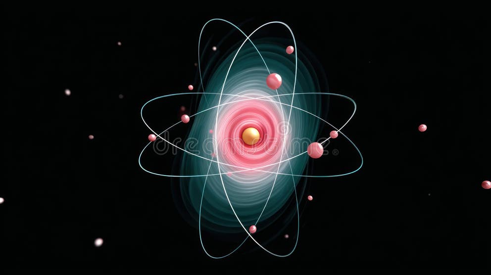 Stylized Atom Structure with Orbiting Quantum Particles Science Stock ...