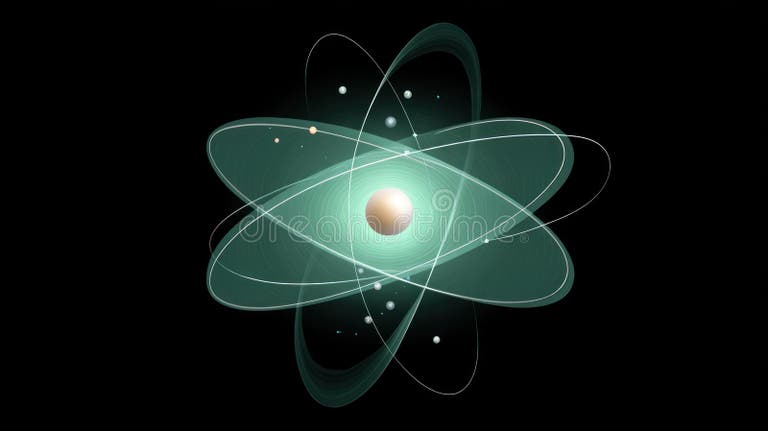 Stylized Atom Structure with Orbiting Quantum Particles Science Stock ...