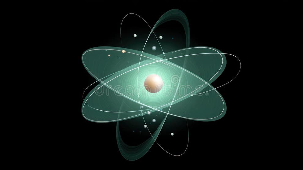 Stylized Atom Structure with Orbiting Quantum Particles Science Stock ...
