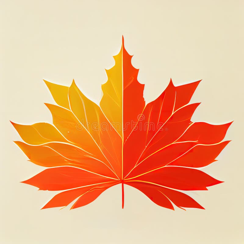 Stylized Autumn Maple Leaf on Isolated Background. Digital Illustration ...
