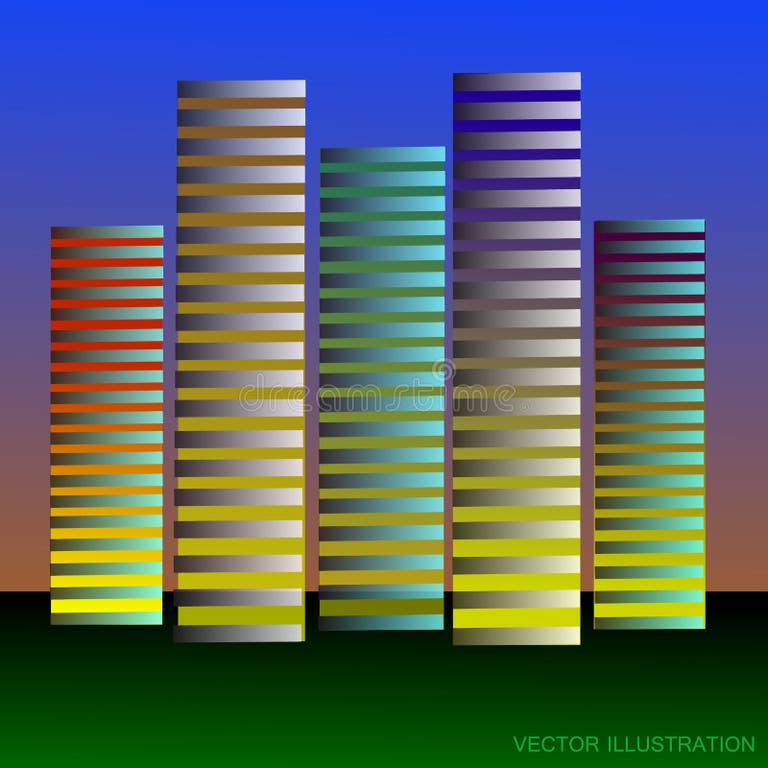 Stylized Background with Skyscrapers. Stock Vector - Illustration of ...