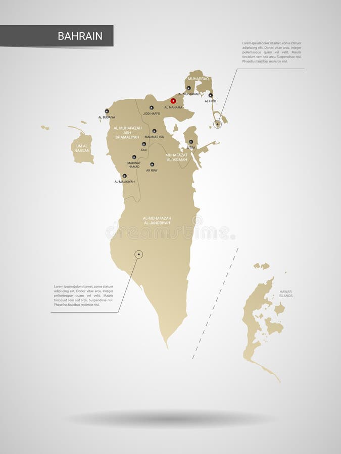 Vector Map of Bahrain. High Detailed Country Map with Division, Cities ...