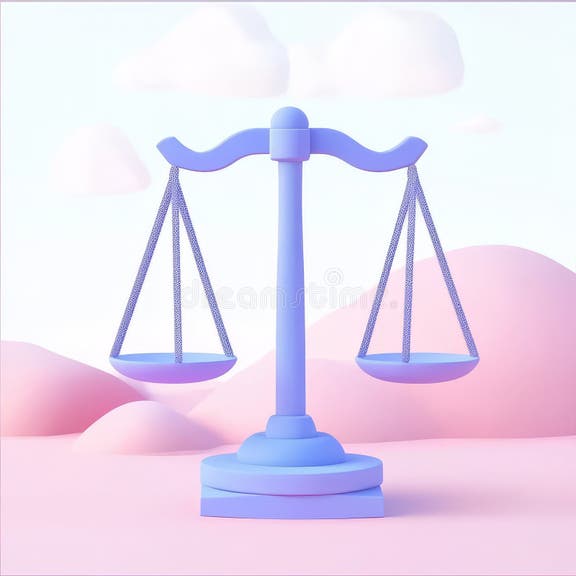 Stylized Balance Scale Representing Justice on a Pastel Background. 3D ...