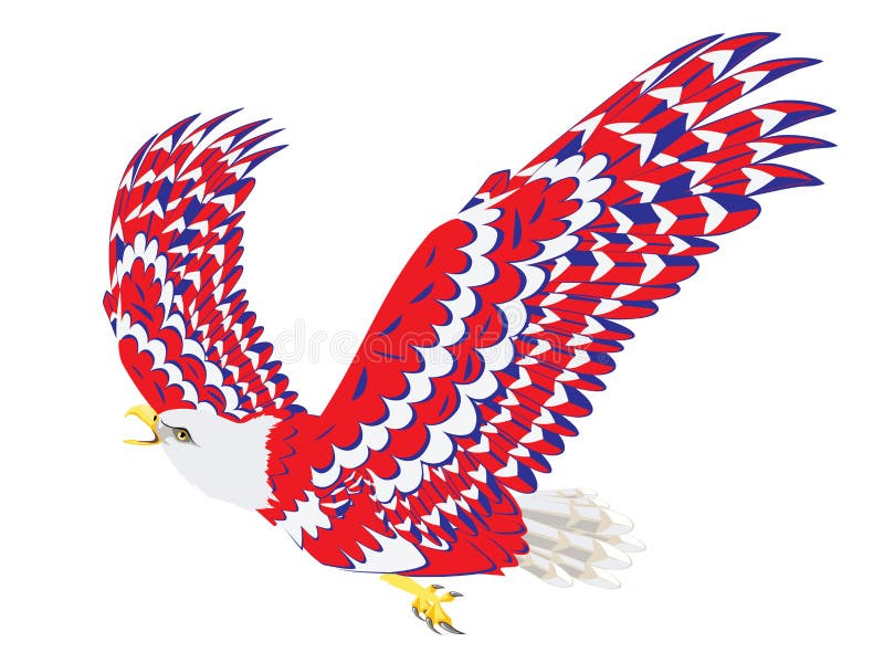 Blue Red and White Bald Eagle Stock Vector - Illustration of blue ...