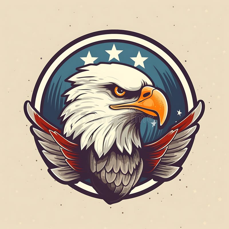 Stylized Bald Eagle Emblem with Vibrant Colors and Sharp Details. Stock ...