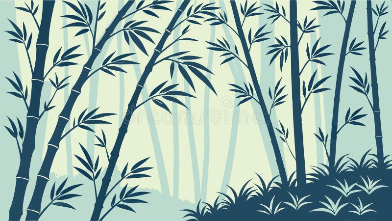 Stylized Bamboo Forest Scene Nature Plants Pattern Design Vector Design ...