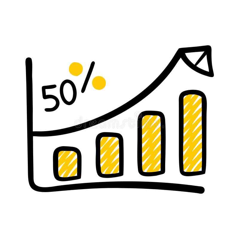 A Stylized Bar Chart Features Four Ascending Yellow Bars with a 50 ...