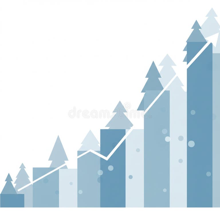 Stylized Bar Chart with Increasing Columns in Various Shades of Blue ...