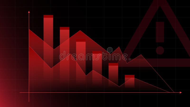 Stylized Bar and Line Chart Fades into Black Grid Background with ...