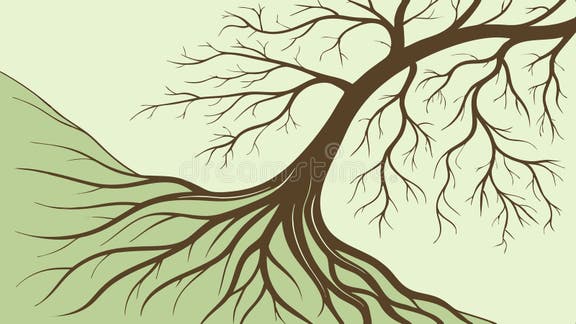 Stylized Bare Tree Roots Illustration, Abstract Natural Element Vector ...