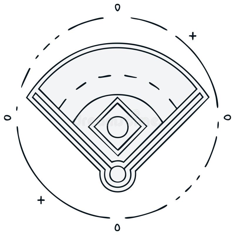 Stylized Baseball Diamond and Field Icon with Circular Outline Elements ...