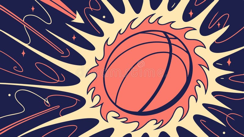 Stylized Basketball with Energy Burst Abstract Art, Vector Design ...