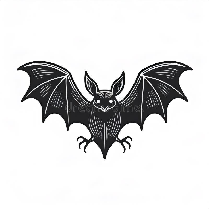 Stylized Bat Illustration with Detailed Wings and Symmetrical Features ...
