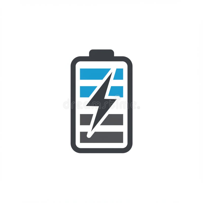 Stylized Battery Icon Featuring a Rectangular Shape with Segments ...