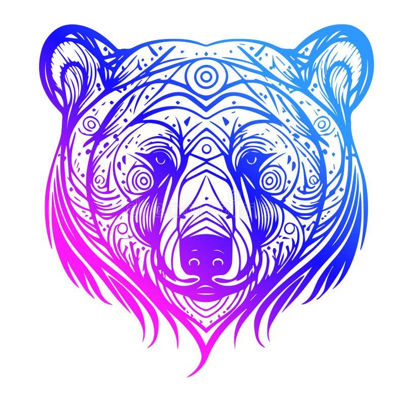 Stylized Bear Isolated in Black Stock Illustration - Illustration of ...