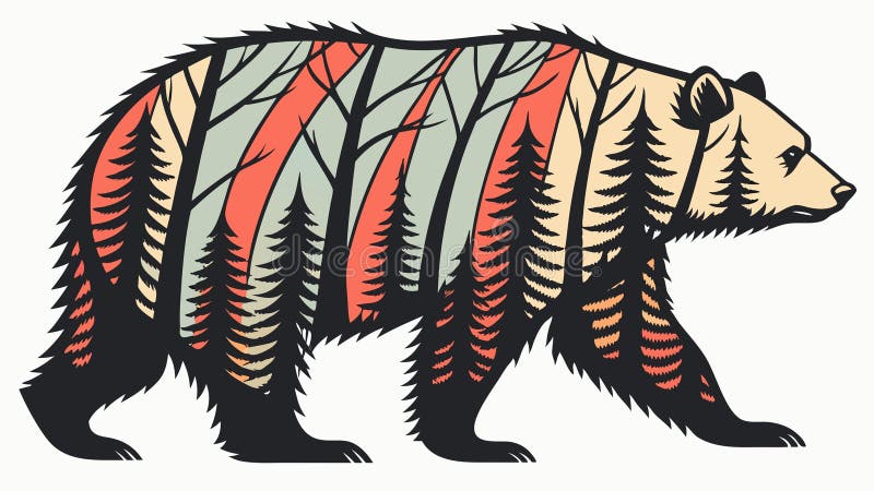 Stylized Bear with Geometric Patterns, Woodland Animal Art, Vector ...