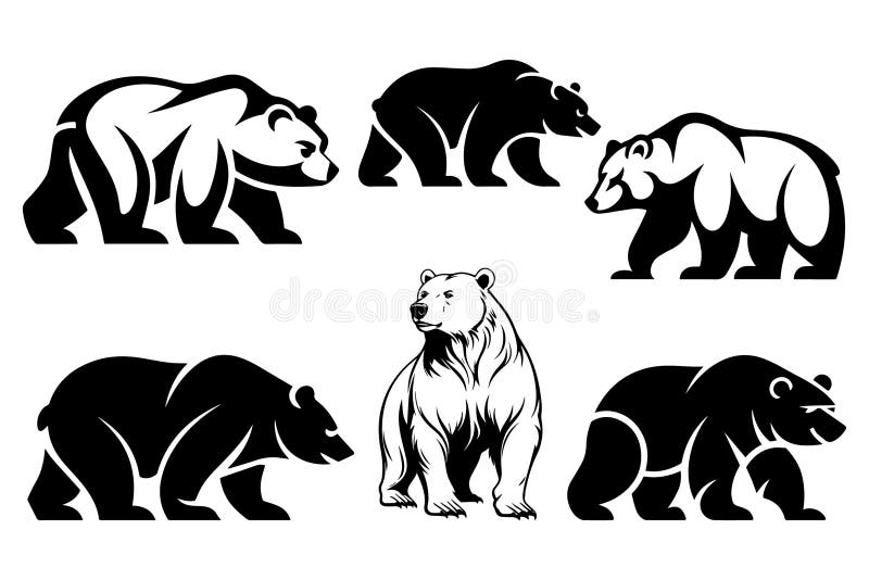 Stylized Bear Vector Silhouette Illustrations Stock Vector ...